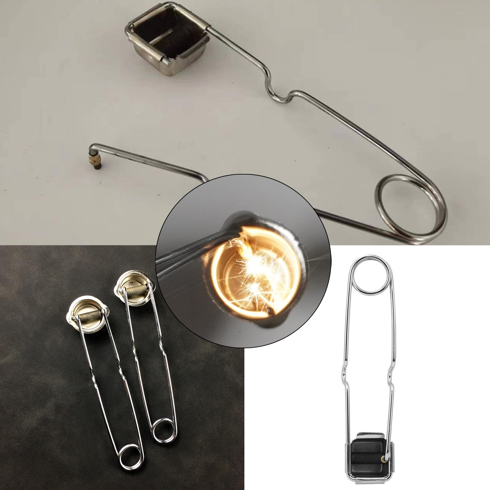 Flint Striker, 2pcs Flint Spark Lighters with 10 Extra Flint Replacements, Square and Round Nickel-Plated Steel Torch Strikers, Creative Igniter Flints for Welding Brazing Soldering,Camping,Lover