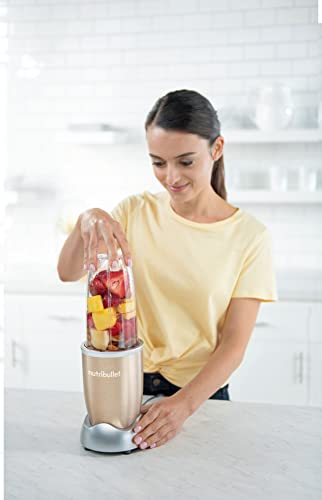 NutriBullet Pro - 13-Piece High-Speed Blender/Mixer System with Hardcover Recipe Book Included (900 Watts) Champagne, Standard