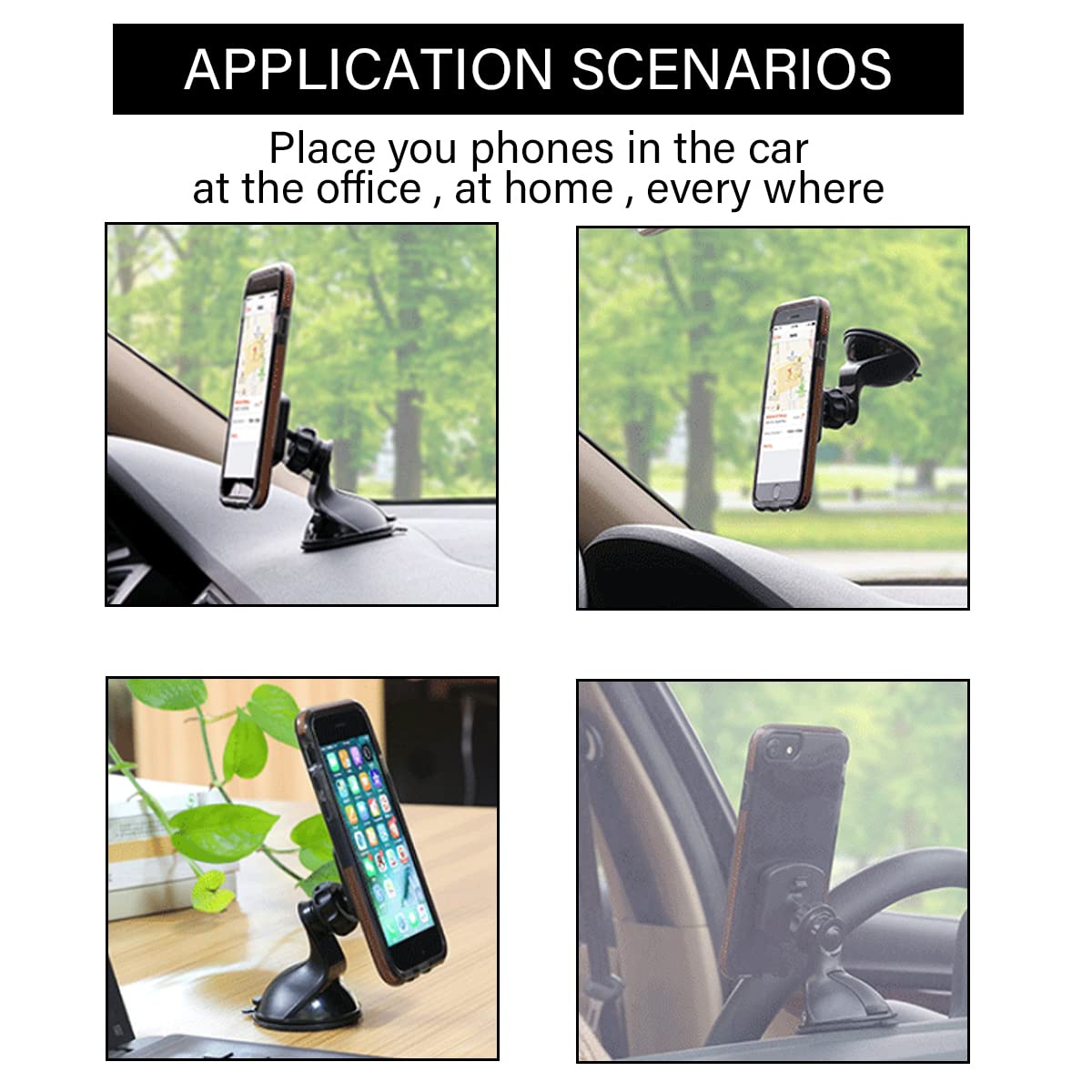 AICEL Magnetic Phone Car Mount, Cell Phone Holder for Vehicle Window Dashboard, 360° Adjustable and Self Adhesive, Car Accessories Automobile Cradles for Smartphones Tablets