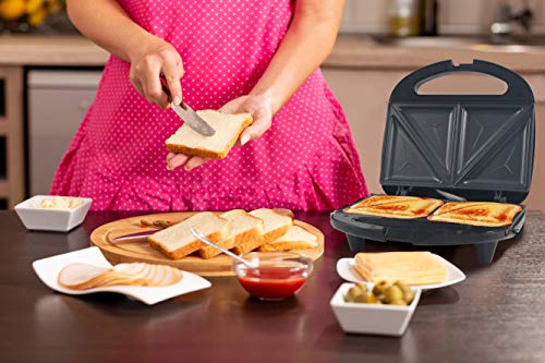 Elite Gourmet ESM2207 Maxi-Matic Sandwich Panini Maker Grilled Cheese Machine Tuna Melt Omelets Non-Stick Surface, 2 Slice, Black