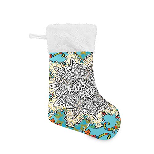 Kigai Christmas Stockings Colored Mandala Large Candy Stockings Stuffers Kids Cute Xmas Sock Decorations 2PCS for Home Holiday Party 12" x18"