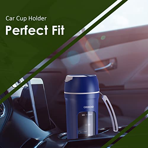 GREECHO Portable Blender, One-handed Drinking Mini Blender for Shakes and Smoothies, 12 oz Personal Blender with Rechargeable USB, Made with BPA-Free Material Portable Juicer, Matte Blue