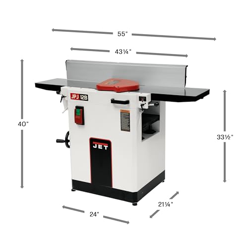 JET 12-Inch Planer/Jointer, Helical Cutterhead, 3 HP, 230V 1Ph (Model JPJ-12BHH)