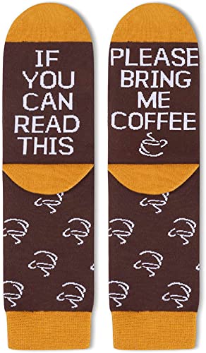 Zmart Funny Saying Socks Coffee Socks Coffee Gifts for Men Teens, Coffee Lovers Gifts for Him If You Can Read This Bring Me Coffee Coffee Stocking Stuffers