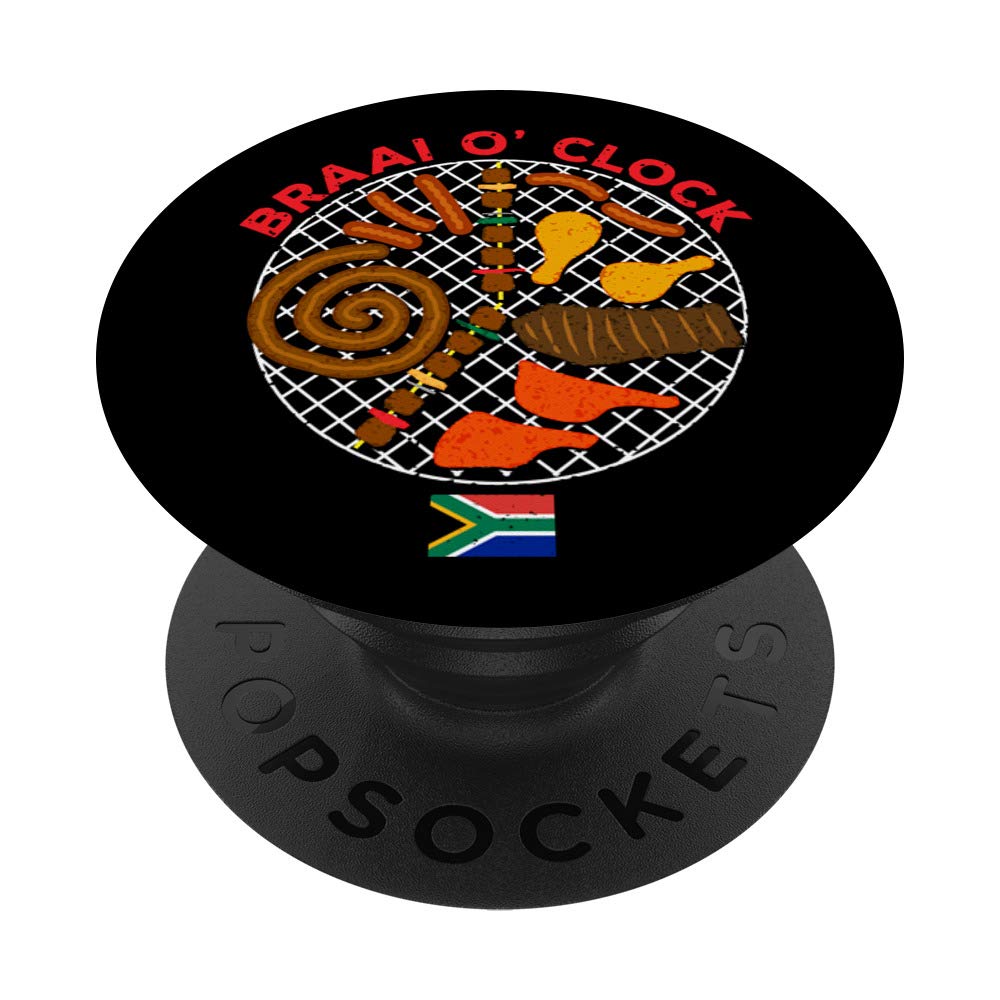 Braai O' Clock Time Funny South Africa Flag PopSockets PopGrip: Swappable Grip for Phones & Tablets