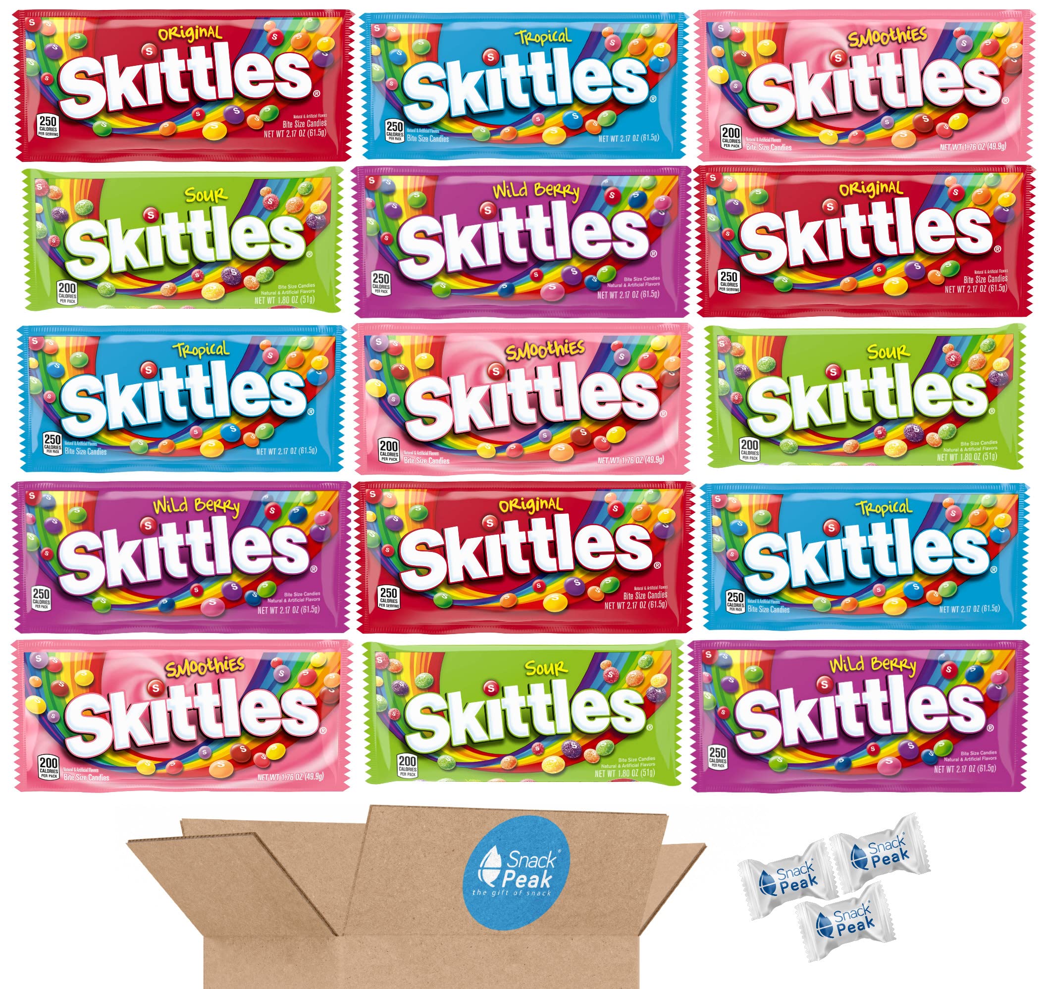 Skittles Variety Snack Peak Gift Box – Tropical, Smoothies, Wild Berry, Original and Sours