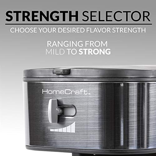 HomeCraft HCIT3BS 3-Quart Black Stainless Steel Café' Iced Tea And Coffee Brewing System, 12 Cups, Strength Selector & Infuser Chamber, Perfect For Lattes, Lemonade, Flavored Water, Large Pitcher