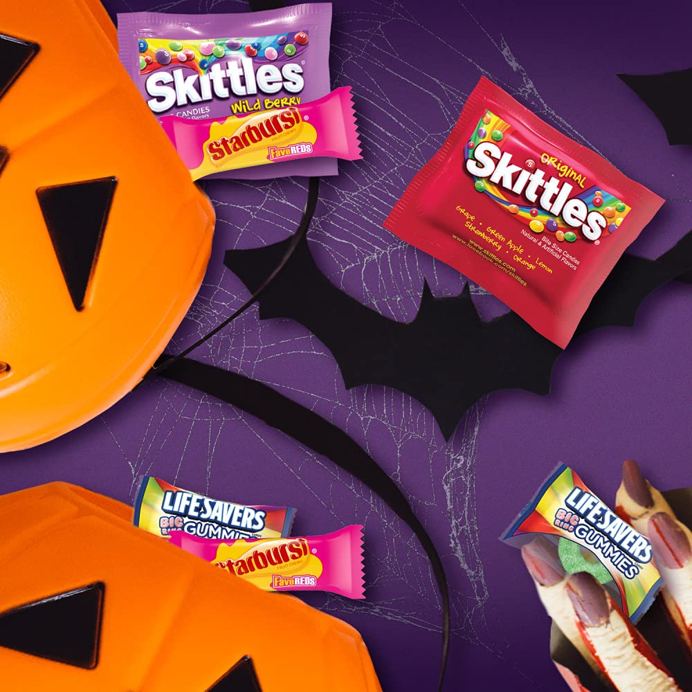 SKITTLES Wild Berry, SKITTLES Original, STARBUST FaveREDS, and LIFE SAVERS Gummy Candy Assortment, 32.82 oz Bag