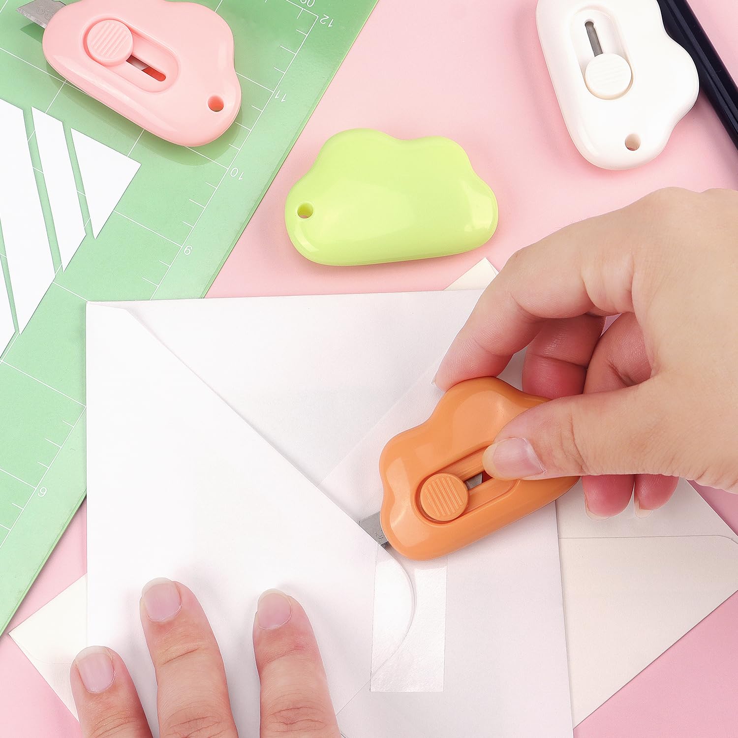 Tamaki Mini Box Cutter Cloud Retractable Letter Opener Envelope Slitter, Package Opener for Envelope Mail Letter Box Paper DIY Projects, 6 Pack