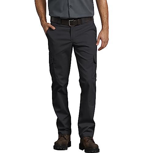 Dickies Mens Slim Straight Stretch Twill Cargo Pant, Black, 30x32