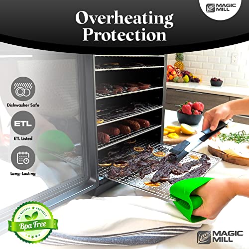 Magic Mill Food Dehydrator Machine - Easy Setup, Digital Adjustable Timer, Temperature Control | Keep Warm Function | Dryer for Jerky, Herb, Meat, Beef, Fruit and To Dry Vegetables | Over Heat Protection | 7 Stainless Steel trays