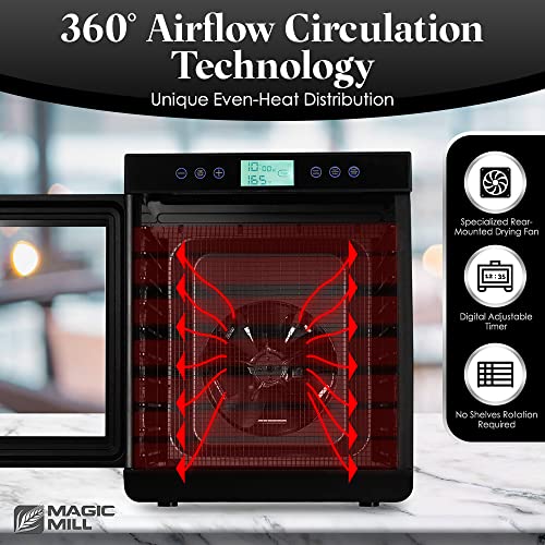 Magic Mill Food Dehydrator Machine - Easy Setup, Digital Adjustable Timer, Temperature Control | Keep Warm Function | Dryer for Jerky, Herb, Meat, Beef, Fruit and To Dry Vegetables | Over Heat Protection | 7 Stainless Steel trays