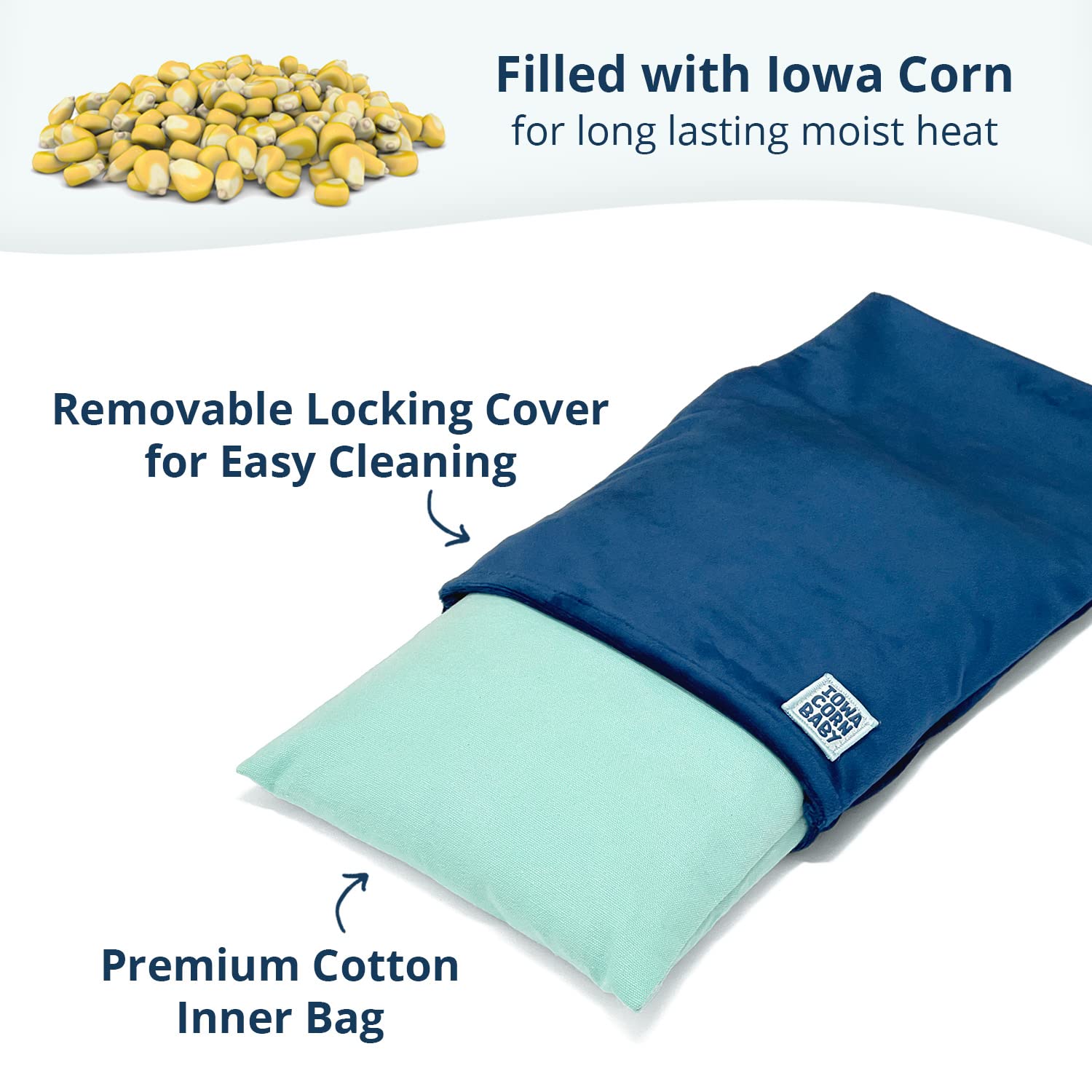 Microwave Heating Pad (with Removable Cover) – Weighted Microwavable Moist Heat Therapy Pad for Back, Neck, Shoulders, and Cramps – Portable, Reusable Cold or Warm Compress, 10" x 7", 2.5lbs