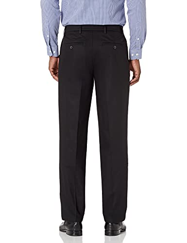 Dockers Men's Relaxed Fit Signature Khaki Lux Cotton Stretch Pants-Pleated, Black, 38W x 30L