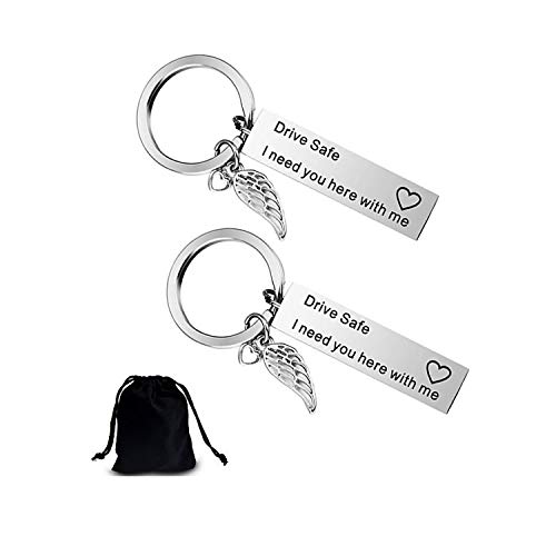 cathyhg 2 Pack Drive Safe Handsome Keychain, Gift for Trucker Husband, Dad, Boyfriend, Gift for Valentineâs Day,Stocking Stuffer