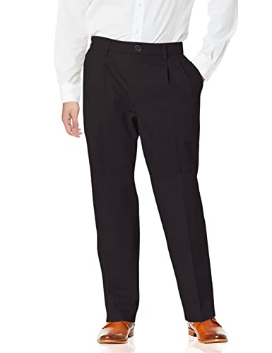Dockers Men's Relaxed Fit Signature Khaki Lux Cotton Stretch Pants-Pleated, Black, 38W x 30L