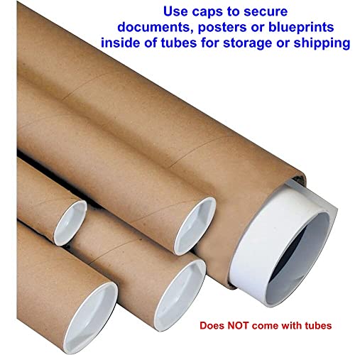 White Round Plastic End Caps for Kraft Mailing Tubes - Protective End Caps for Shipping Tubes - 2.5 Inch Diameter Pack of 25