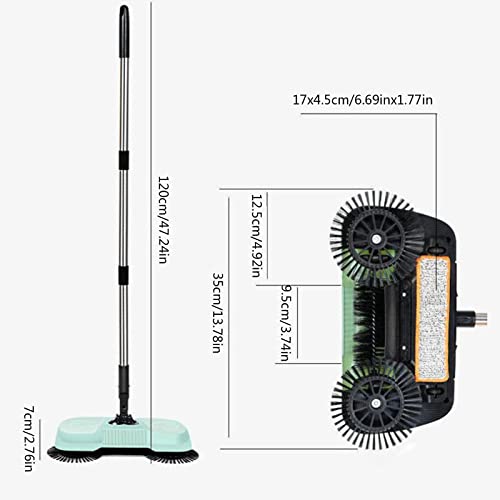 Hand Push Sweeper, Household Lazy Dry Sweep, Wet Mop, Storage,3 in 1 Suction Sweeping Machine, 180° Range of Motion, Hand-Push Automatic Hand Sweeper is Light and Quiet, for Wood Hardfloor, Tile