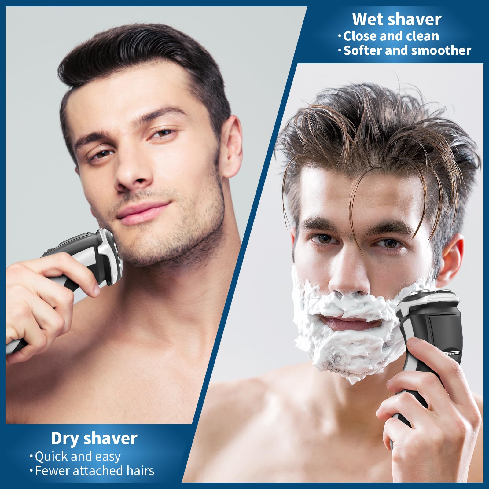 SweetLF Electric Razor for Men, 3 Blades, IPX7 Waterproof, USB Rechargeable, Wet & Dry Shaving, 4D Rotary Head, Pop-up Trimmer, SWS7105 [Upgrade], Black
