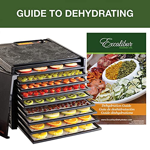 Excalibur 3900B Electric Food Dehydrator Machine with Adjustable Thermostat Accurate Temperature Control and Fast Drying, 600 W, 9 Trays, Black