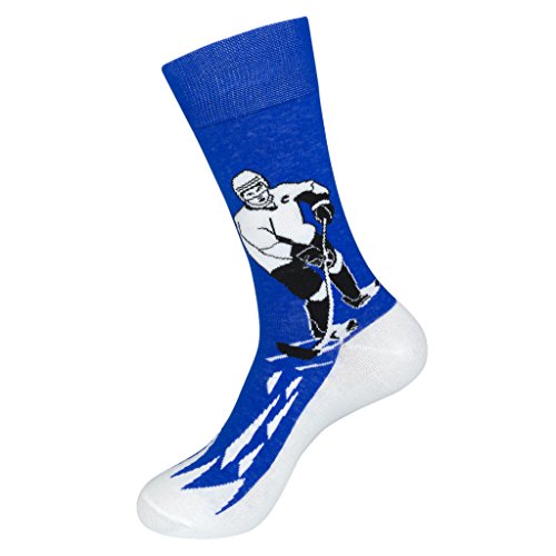 FUNATIC Hockey Novelty Crew Socks | Unisex Gift Apparel for Men Women | Best Sport Day Lover Present with Original Player Puck Stick and Helmet Image | Perfect Holiday Accessory | One Size Fits Most