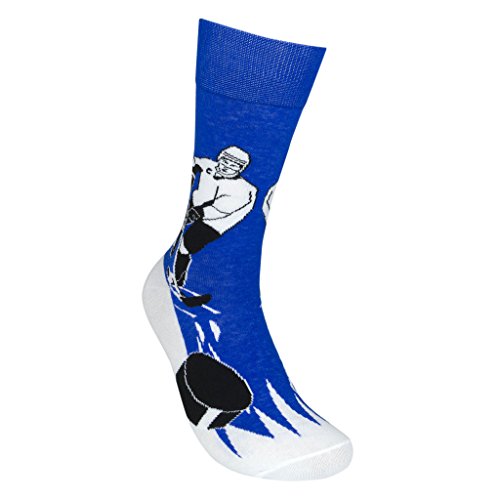 FUNATIC Hockey Novelty Crew Socks | Unisex Gift Apparel for Men Women | Best Sport Day Lover Present with Original Player Puck Stick and Helmet Image | Perfect Holiday Accessory | One Size Fits Most
