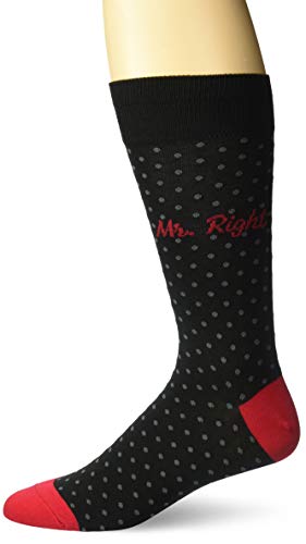 Hot Sox Men's Wedding Bliss Novelty Fashion Casual Crew Socks, Mr. Right (Black), Shoe Size: 6-12