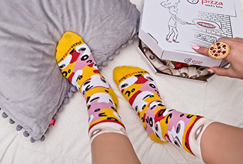 PIZZA SOCKS BOX 4 pairs MIX HawaiiCapriciosaPepperoni Cotton Socks L Made In EU