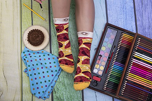PIZZA SOCKS BOX 4 pairs MIX HawaiiCapriciosaPepperoni Cotton Socks L Made In EU