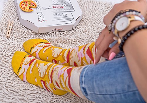 PIZZA SOCKS BOX 4 pairs MIX HawaiiCapriciosaPepperoni Cotton Socks L Made In EU