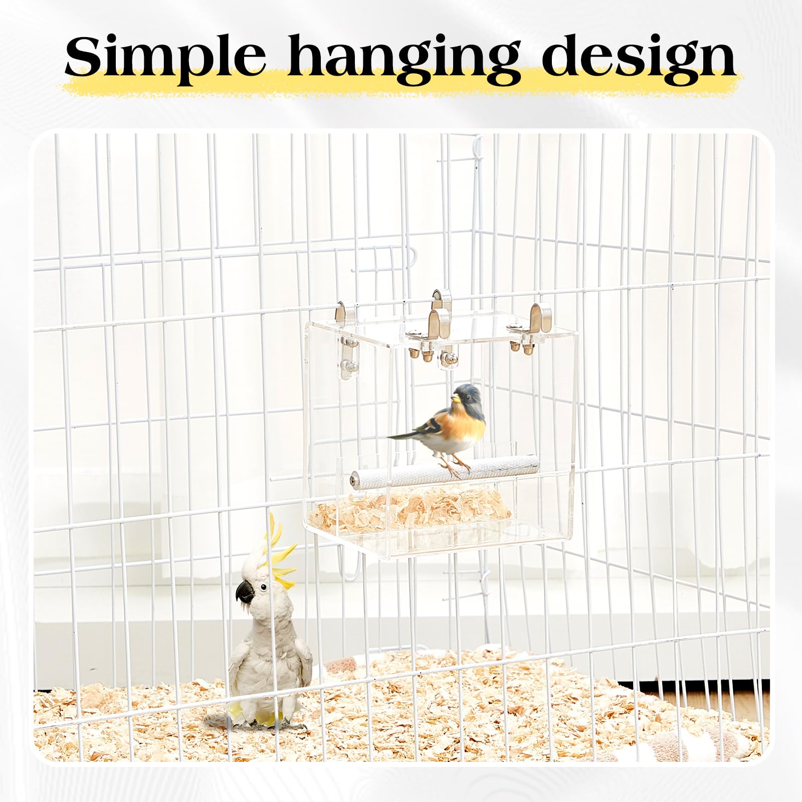 Ziliny 2 Pieces No Mess Bird Feeder for Cage Automatic Acrylic Bird Feeder Seed Food Catcher for Parakeet Canary Cockatiel Parrot Finch Canary 5.1 x 5.1 x 4.3 Inches