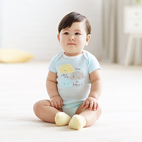 Gerber Unisex Baby 5-Pack Short Sleeve Variety Onesies Bodysuits Clouds 6-9 Months