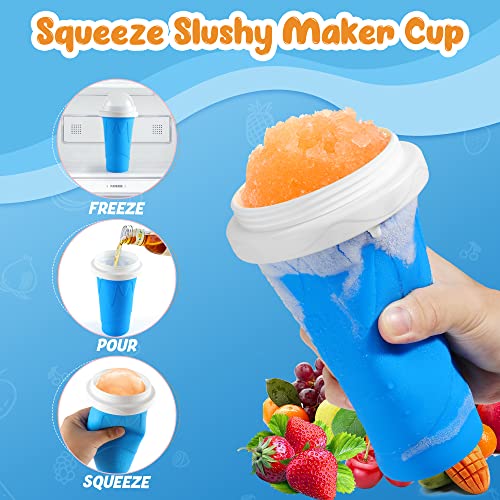 RELPOMĀ® Slushie Maker Cup, TIK TOK Magic Quick Frozen Smoothies Cup, Cooling Cup, Double Layer Squeeze Slushy Maker Cup, Cool Stuff Birthday Gifts for Kids (Blue)