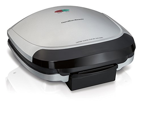 Hamilton Beach Electric Indoor Grill, 6-Serving, Nonstick Easy Clean Plates, Silver (25371)