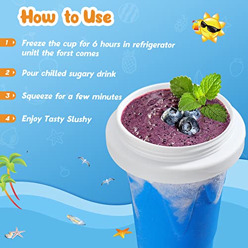 RELPOMĀ® Slushie Maker Cup, TIK TOK Magic Quick Frozen Smoothies Cup, Cooling Cup, Double Layer Squeeze Slushy Maker Cup, Cool Stuff Birthday Gifts for Kids (Blue)