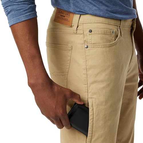 Levi Strauss Signature Gold Men's Athletic Tech Jeans (Available in Big & Tall), British Khaki-Waterless, 42W x 30L