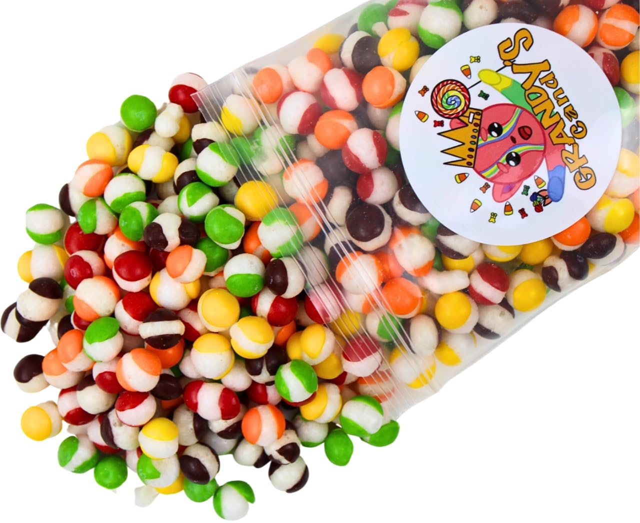 Grandys Candys Freeze Dried Candy- Freeze Dry Candy Skittles-Original Fruit Flavors, Light and Airy Candy Bursting with Trendy, Bold Flavors (8 oz)