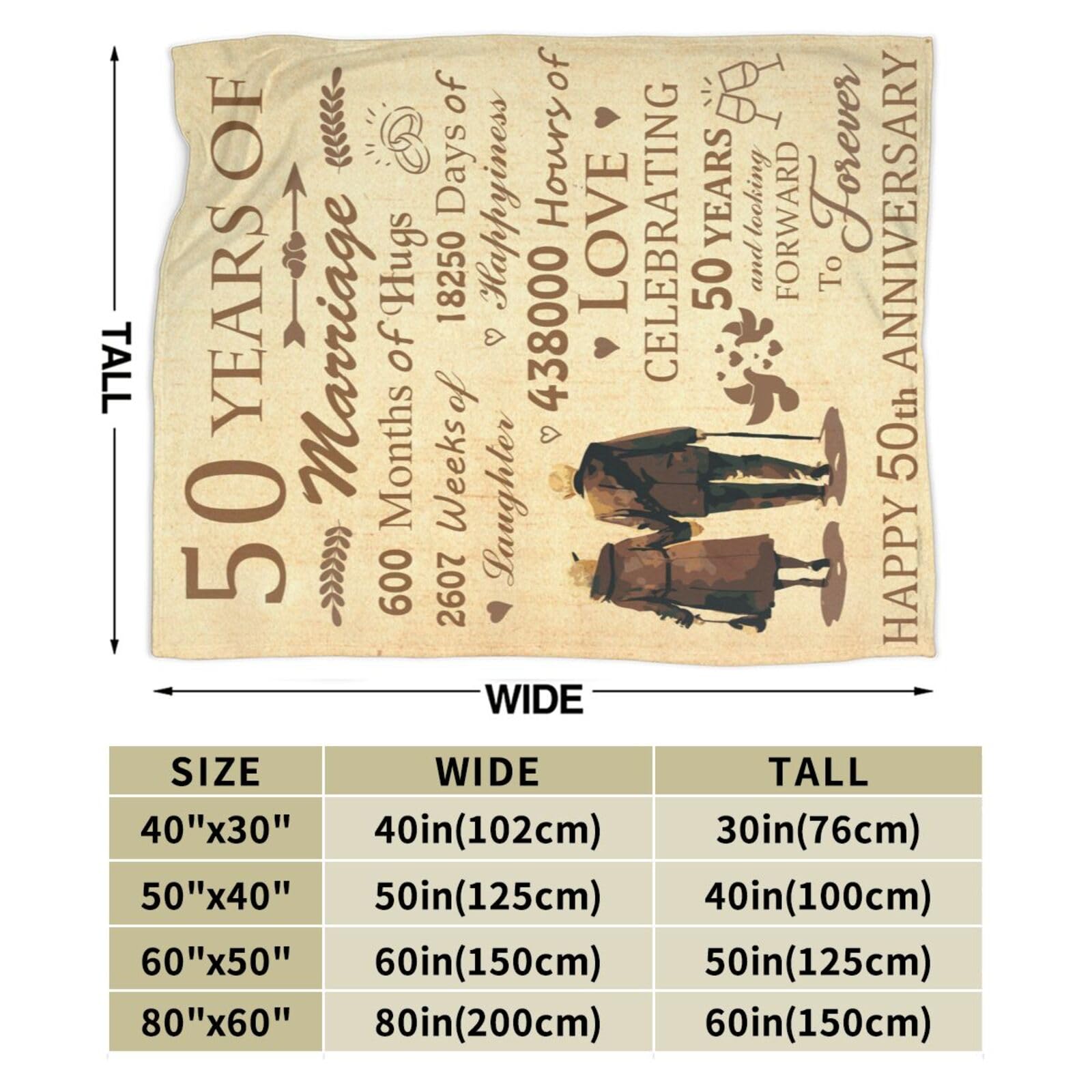 YANGZHI Happy 50th Wedding Anniversary Throw Blanket Home Decorative Love Blanket for Him Her Regalo Aniversario Couples