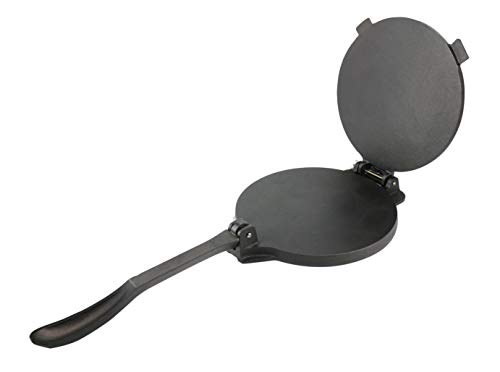10 Inch Cast Iron Tortilla Press by StarBlue with FREE 100 Pieces Oil Paper and Recipes e-book - Tool to make Indian style Chapati, Flour Tortilla, Roti