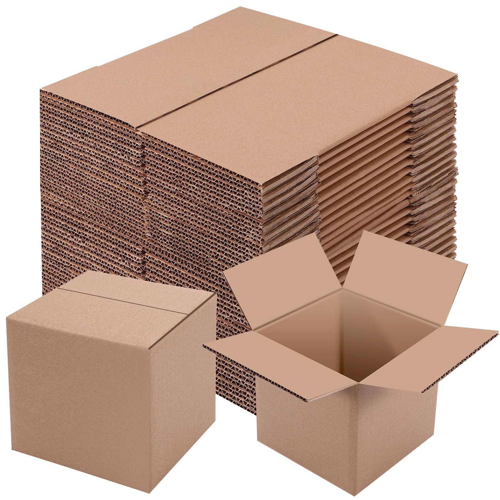 JEFHOMKIT 25 Pack Shipping Boxes 6x6x6 Inch,Small Shipping Boxes,Small Corrugated Cardboard Boxes,Cube Kraft Mailing Box,Kraft Corrugated Small Cardboard Boxes for Mailing Packing Small Business,Brown