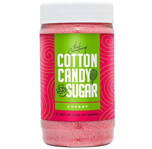 The Candery Cotton Candy Machine and Floss Bundle- Bright, Colorful Style- Sugar Free Candy, Sugar Floss, for Birthday Parties - Includes 5 Floss Sugar Flavors 12oz Jars and 50 Paper Cones & Scooper