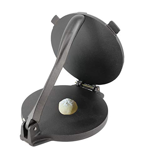 10 Inch Cast Iron Tortilla Press by StarBlue with FREE 100 Pieces Oil Paper and Recipes e-book - Tool to make Indian style Chapati, Flour Tortilla, Roti