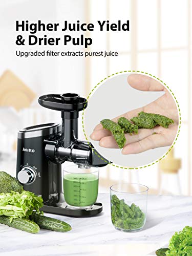 Slow Juicer,Aeitto Celery Juicer Machines,Masticating Juicer,Cold Press Juicer, Juice Extractor with 2-Speed Modes,Reverse Function & Quiet Motor for Vegetables And Fruits,Easy to Clean with Brush
