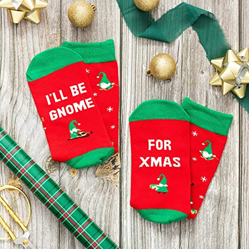 Funny Christmas Socks For Men & Women (It's Lit, Jolly Santa, Gnomes & Cookies)(Gnome For Xmas)