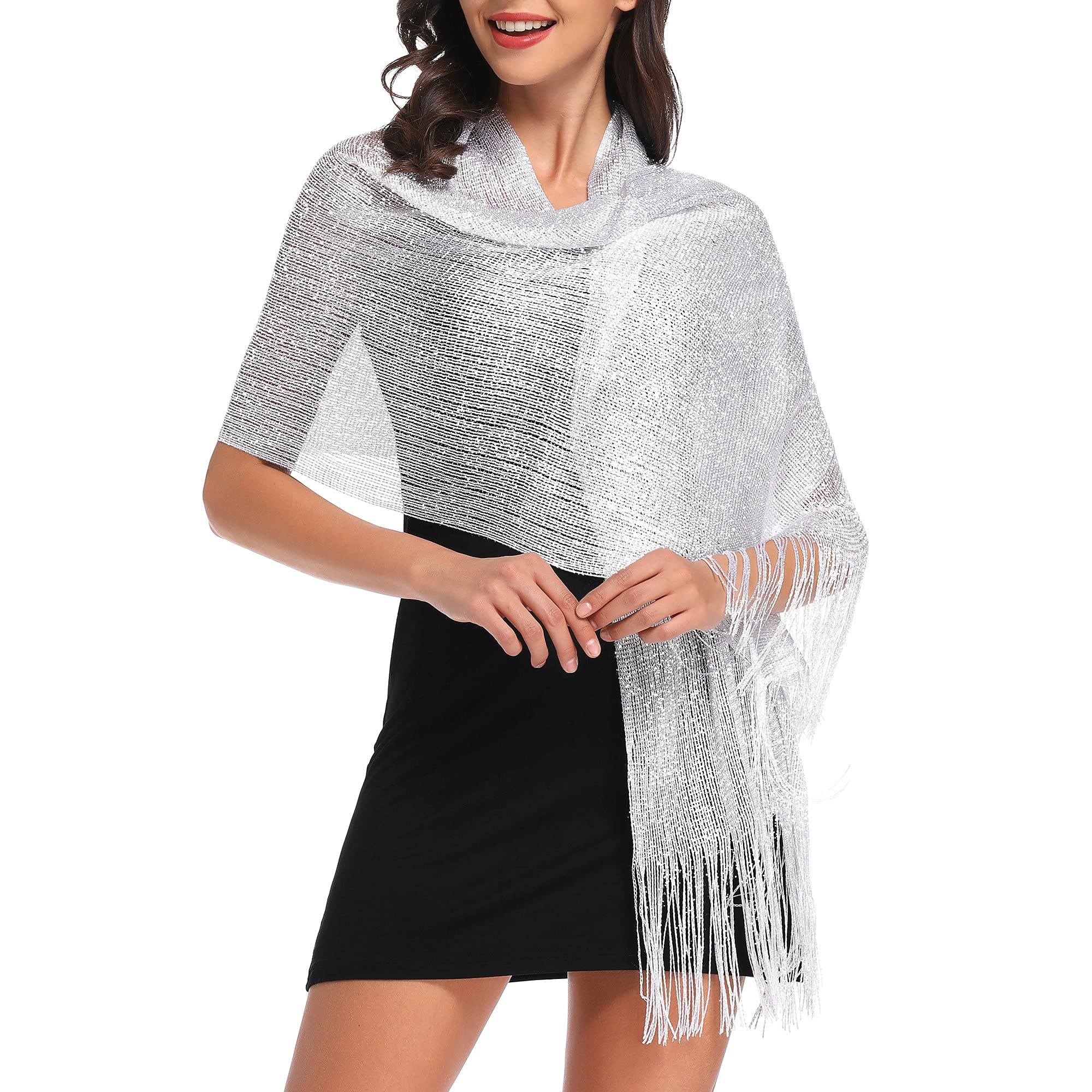 vimate White Wedding Shawl for Women, Summer lightweight Formal Shawls and Wraps for Evening Dresses (White)