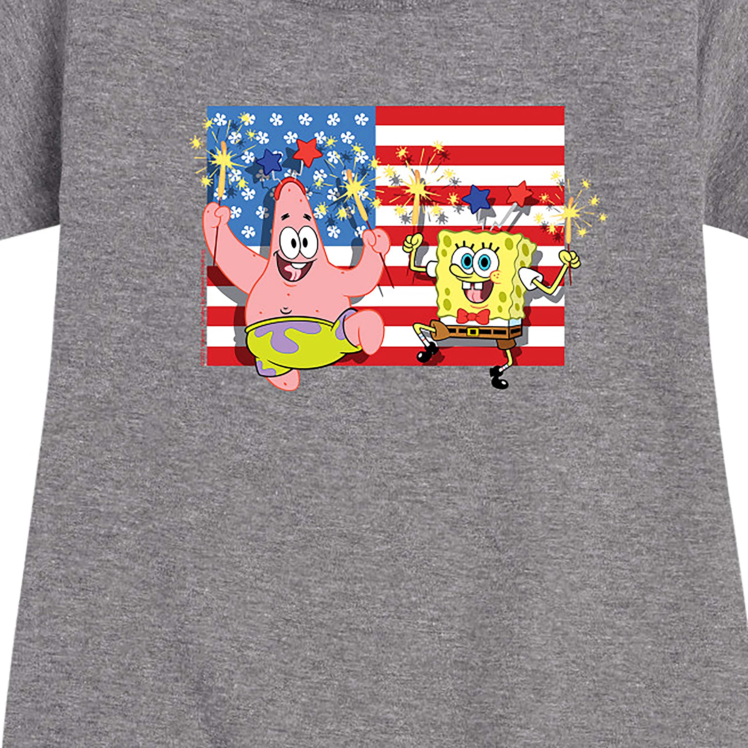 HYBRID APPAREL - Spongebob Squarepants - Patrick Sparkers Flag - Toddler & Youth Girls Fleece Dress - Size 2T Heather Grey