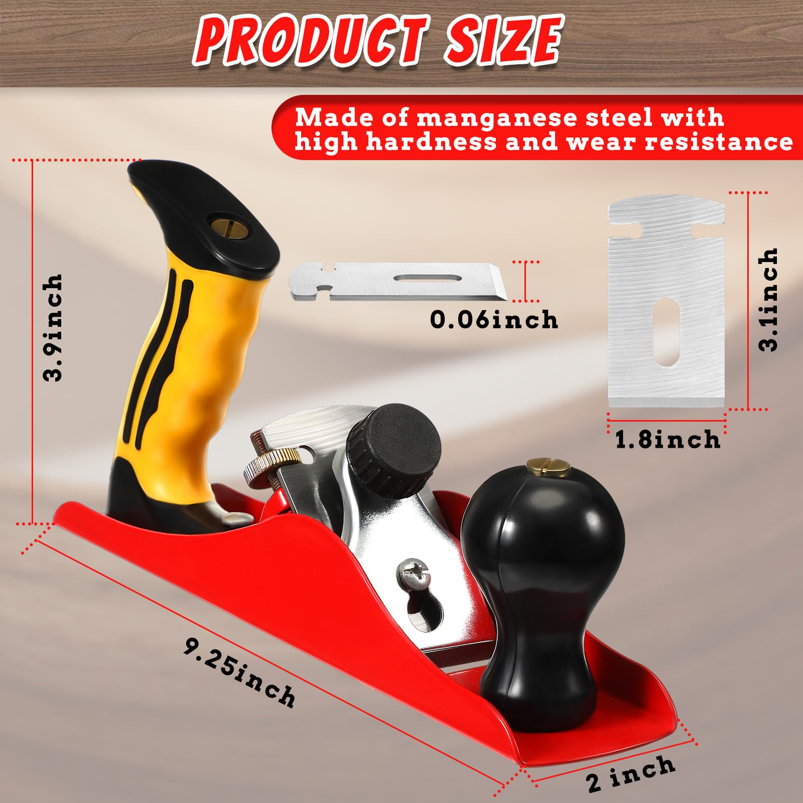 Lanties Hand Planer with 2 Inch Blade Adjustable Smoothing Wood Plane Universal Bench Plane for DIY Door Installation Woodworking Trimming