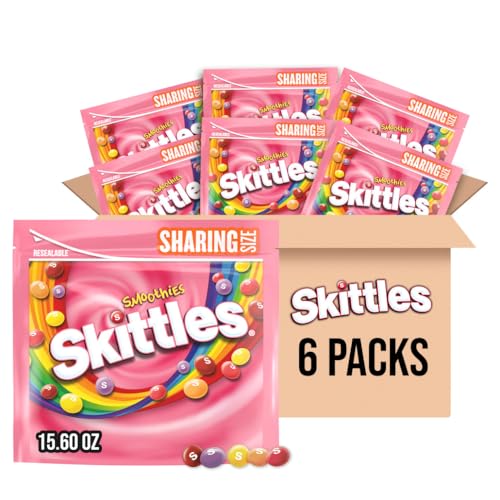 SKITTLES Smoothies Chewy Candy Bulk Pack, Fruit Chews Candy, Sharing Size, 15.6oz, 6-Pack Bulk Box