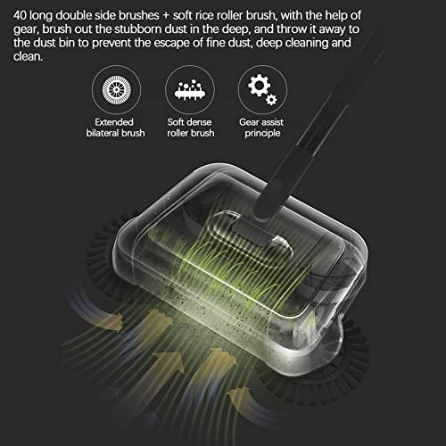 MIANHT Hand Push Sweeper - Home Sweeping Mopping Machine Vacuum Cleaner, Upgrade Soft and Thick Brush & Microfiber Mop, Cleaning Sweeper Tool Sweeping Robot