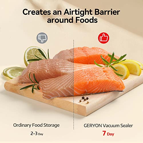 GERYON Vacuum Sealer, Automatic Food Sealer Machine for Food Vacuum Packaging w/Built-in Cutter|Starter Kit|Led Indicator Lights|Easy to Clean|Dry & Moist Food Modes| Compact Design (Black)